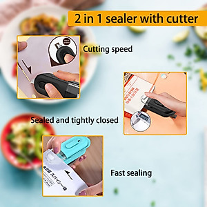 Mini Bag Sealer,Handheld Portable Bag Sealing Machine,2 in 1 Heat Sealer with cutter,Sealer for Plastic Bag Food Snack Storage (Black)