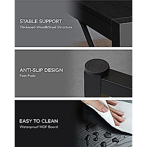 Bealife Dining Table Set for 4, Modern Kitchen Table Set with 2 Benches, 45.5in 3-Piece Soho Dining Room Table Set with Metal Frame and MDF Board, Sturdy Structure, Space-Saving Furniture (Black)