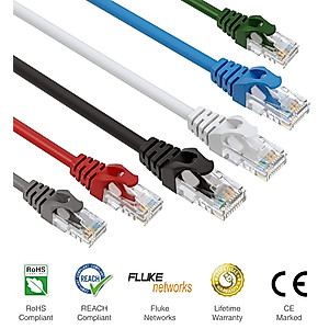 BlueRigger CAT6 Ethernet Cable 6FT - 6 Pack (1Gbps, 550MHz, RJ45) CAT 6 Gigabit Internet Network LAN Patch Cord - Compatible with Game Consoles, Smart TV, Router