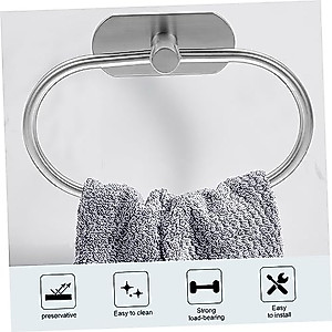 DOITOOL Towel Ring Hand Towel Adhesive Shelf Hook Vintage Towel Hanger Rod Sink Mount Dish Dryer Stand Black Hanger Bathroom Towel Hanger Towel Holder Single Shot Counter Stainless Steel