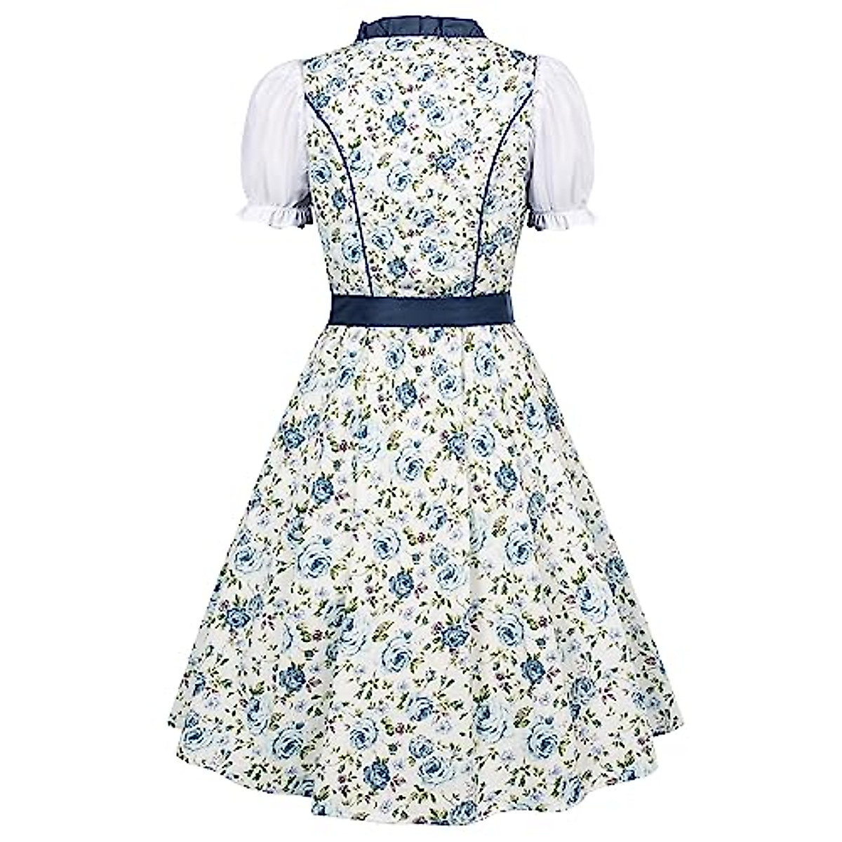 Scarlet Darkness Women's German Dirndl Dress Costumes for Bavarian Oktoberfest Carnival White-Blue L