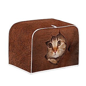 Coldinair 3D Cat Design 4 Slice Toaster Cover Small Kitchen Appliance Bread Maker Dust Cover and Fingerprint Protection