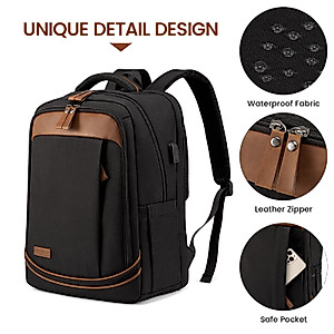 LOVEVOOK Travel Laptop Backpack Large Daypack with USB Port School Computer Bag Fits 15.6 Inch Laptop Business College Students Bookbag Gifts for Men Women ,Black