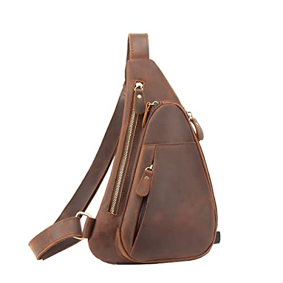 Leathario Leather Sling Bag for Men Chest Crossbody Shoulder Small Daypack Multipurpose Casual Travel