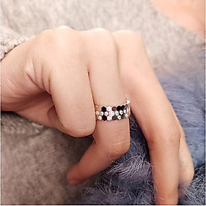 Detail 18K Plated Platinum/Rose Gold Cute Bee Honeycomb Ring Minimalist Women's Geometric 3PCS Set Shiny Cubic Zirconia Diamond Hexagonal Ring Wedding Anniversary Eternity Ring (8#, Platinum)