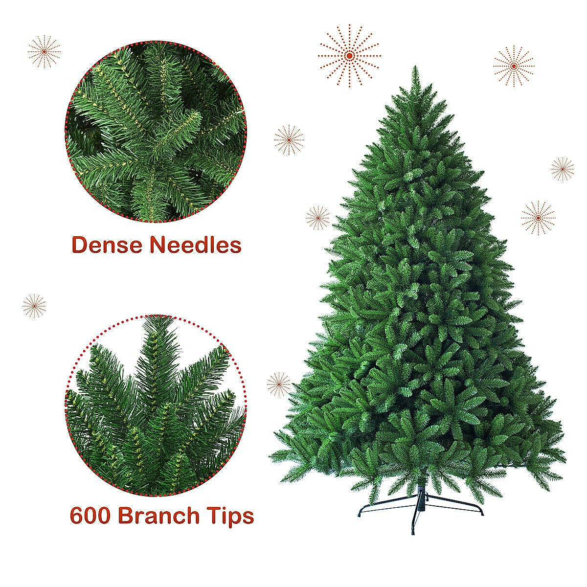 Goplus 7.5ft Unlit Artificial Christmas Tree, Premium Hinged Fir Tree, Easy Assembly with Metal Stand, Xmas Décor for Indoor and Outdoor (7.5ft)