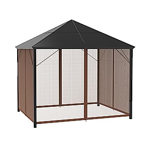Garden lucky Replacement Gazebo Mosquito Netting 4 Panels for Patio Garden Backyard (12'x12', Coffee, Only Netting)