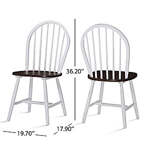 Christopher Knight Home Declan Farmhouse Cottage High Back Spindled Rubberwood Dining Chairs, 2-Pcs Set, Brown / White