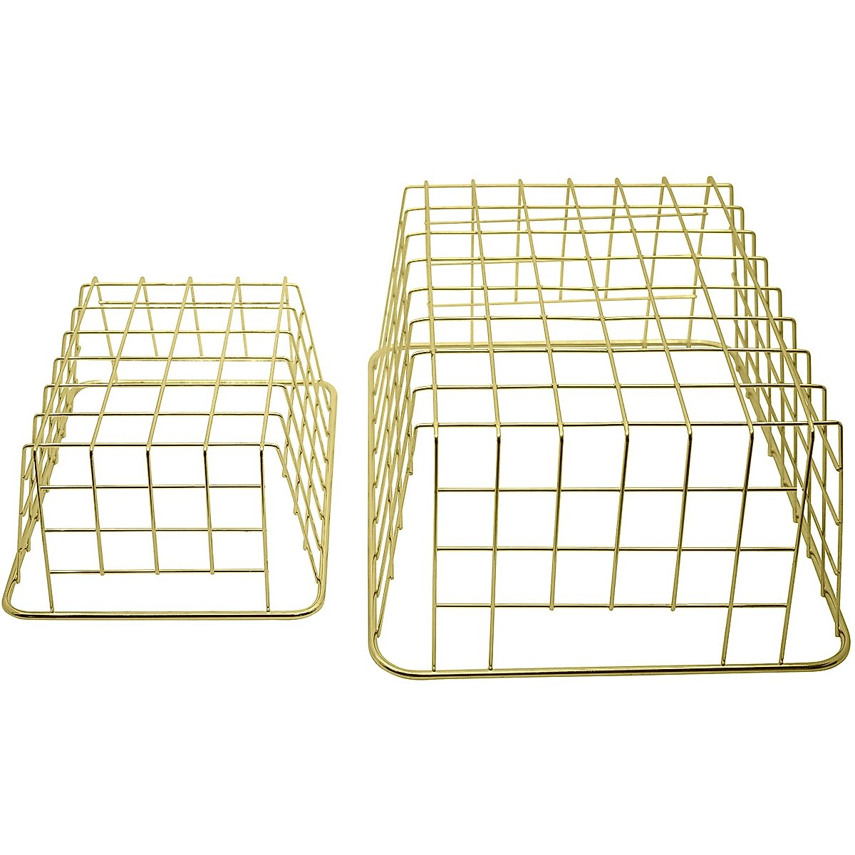 Stephanie Imports Set of 2 Nested Wire Basket Trays for Storage and Organizing (Gold)