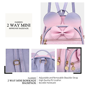 KL928 Girls Mini Backpack Bowknot Polka Dot Cute Small Daypacks Convertible Shoulder Bag Purse for Women