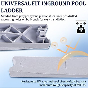 TonGass (3-Pack, White) Universal Fit for 17.3" Swimming Pool Ladder Replacement Steps for Inground Pools Plastic Ladder Steps for Above Ground Pool Ladder Replacement Steps for Pool Ladder