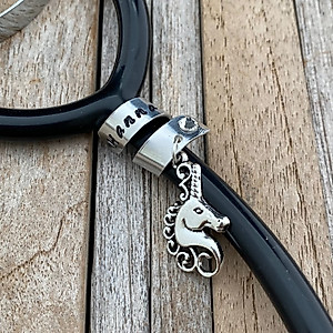 International Nurse day Gift, Personalized Stethoscope ID Name Tag with custom charm, Hand stamped Stethoscope Charm, Nurse Birthday Gift, RN Tag, RN gift, Nursing school graduation gift