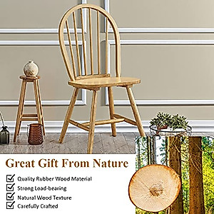 Giantex Set of 4 Windsor Chairs, Wood Dining Chairs, French Country Armless Spindle Back Dining Chairs, Farmhouse Kitchen Dining Room Chairs, Oak