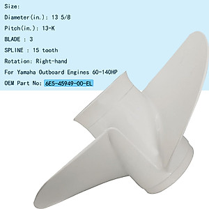 DLNIG 13 5/8x13-K Boat Moto Aluminum Propeller - for Yamaha Outboard Engines 50HP 60HP 70HP 80HP 90HP 100HP 110HP 120HP 130HP Replace 6E5-45949-00-EL,15 Spline Tooth - Aluminum Outboard Propeller