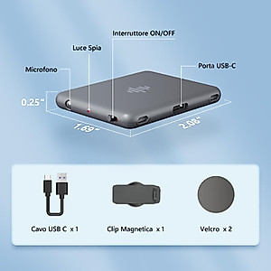 64GB Smart Voice Recorder, iZYREC Voice Activated Recorder with Phone App, 30 Hours Continuous Recording, Audio Recording Device Enhanced AI Noise Canceling Perfect for Meeting Interview Multi (Grey)