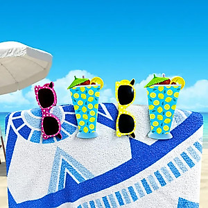 Kirmoo 4 Pieces Beach Towel Clips for Beach Pool & Cruise Chairs Cocktail Sunglasses,Plastic Clothes Pins Beach Towel Holders Secure Clips Set of 4 (Cocktail and Sunglasses)