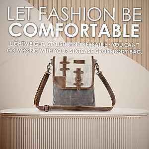 SIXTEASE Crossbody Bag for Women Vintage Style Genuine Leather, Upcycled Canvas, Rug, or Hair On - Cross Body Womens Bags with Inside Zipper Pockets - Smaller Capella