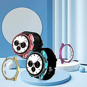 7pack Compatible for Samsung Galaxy Watch 4 Classic 46mm 42mm (2021) Diamond PC Plating Bumper Case Bling Crystal Diamonds Shiny Glitter Frame Hard Protective Cover (42mm(2021), 7pack)