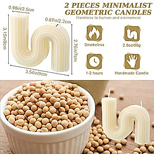 2 Pcs Twist Aesthetic Candles Cool S Shape Candle Minimalist Geometric Shaped Soy Wax Scented Candle Art Decorative Handmade for Wedding Birthday Christmas Gift (White)
