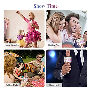 Microphone for Kids, Kussla Wireless Bluetooth Microphone with LED Lights Karaoke Machine for Kids, Girls Boys Toy and Gift for 2, 3, 4, 5, 6+ Years Old