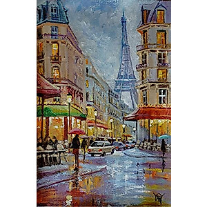 SOLD - Paris Rain, The City of Love by Internationally Renowned Painter Yary Dluhos