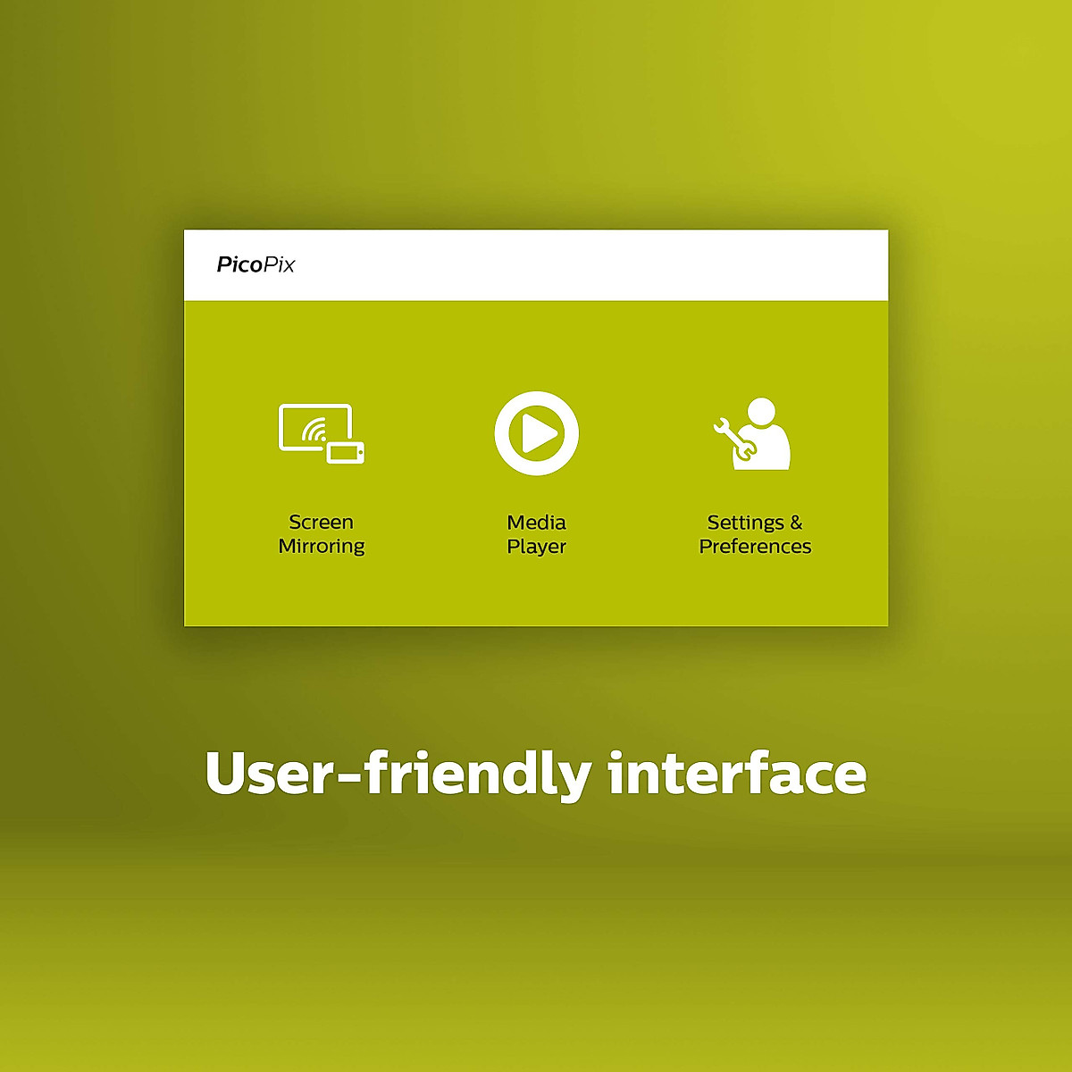 Philips PicoPix Micro Projector, LED DLP, 1h30 Battery Life, Wi-Fi Screen Mirroring