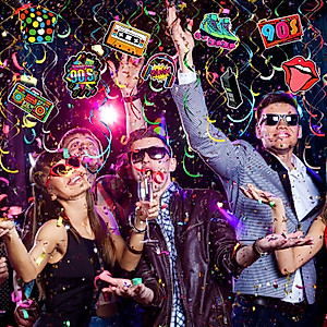 80s 90s Party Decorations Retro 1980s Hip Hop Hanging Swirls Ceiling Decor for Adults Back to The 80s 90s Throwback Birthday Neon Rock Party Supplies(Retro)