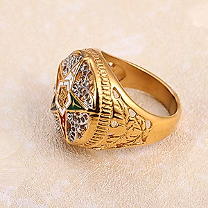 Nattaphol Stainless Steel Gold & Silver OES Order of The Eastern Star Rings for Men Women Masonic Freemason Female Rings (6)