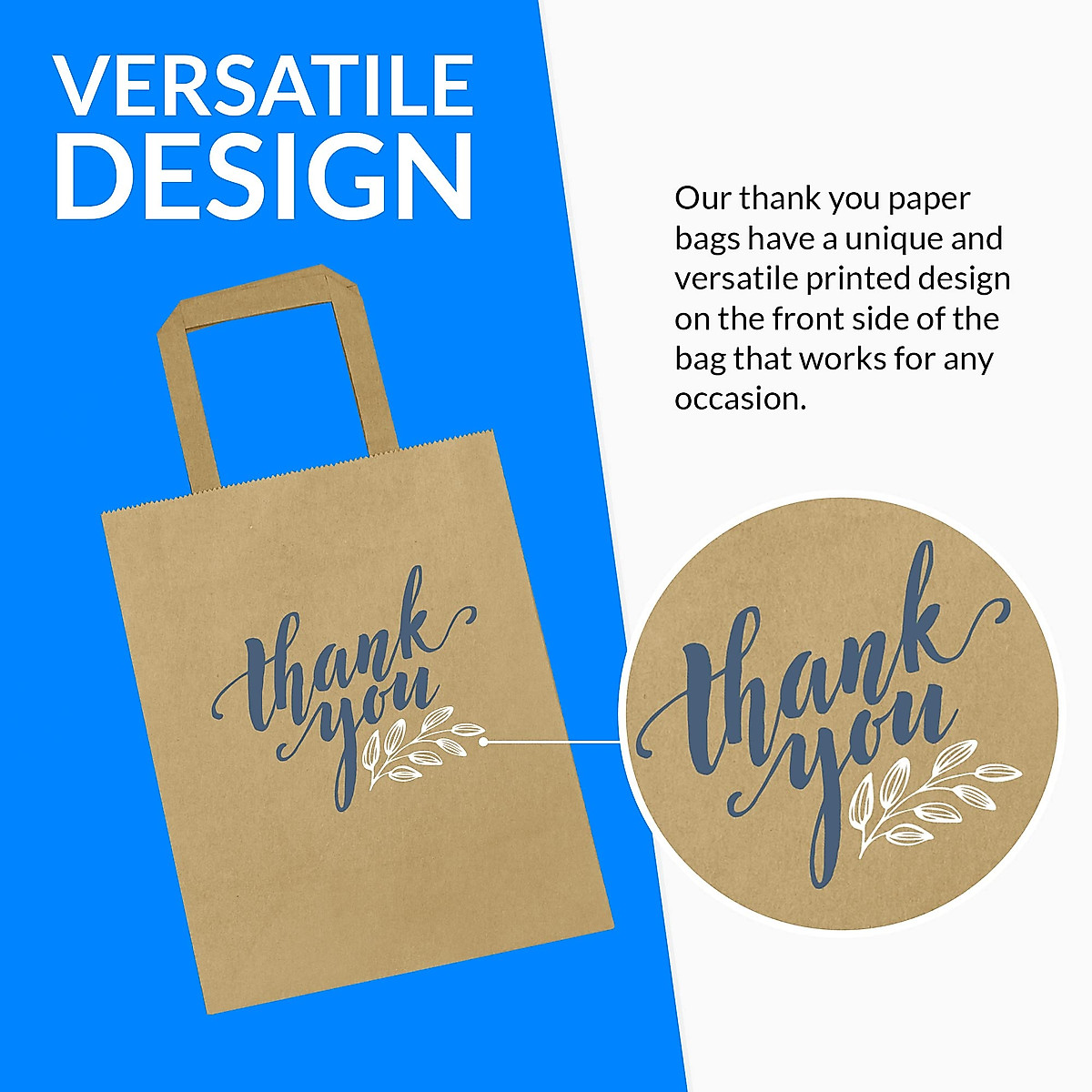 Reli. 110 Pack | 10"x5"x13" | Paper Thank You Bags w/Handles | Brown Paper Bags, Printed | Small Thank You Giftbag for Guests | Gifts, Wedding, Merchandise, Small Business