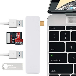 Jiali USB-C Hub Converter 5 in 1 Multi-Function Aluminium Alloy 5Gbps Transfer Rate USB-C/Type-C HUB Adapter with 3 USB 3.0 Ports & SD Card Slot & TF Card Slot for MacBook 2015/2016 / 2017(Grey)