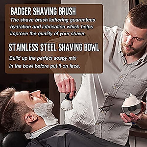 4 Packs Shaving Soap w/Shaving Bowl,Shaving Brush,Shaving Cream,Unqiue Men's Gift Set Mens Shaving Kit for Christmas Stocking Stuffers for Him Boyfriend Dad Adult Husband Birthday Valentines Day Gifts