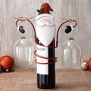 Christmas Holiday Wine Bottle Glass Holders, Snowman Santa Claus Gnome Organizer Rack, Christmas Home Decor Kitchen Storage Bar, Wine Cellar, Cabinet, Pantry,Rack Bar (Set of 3)