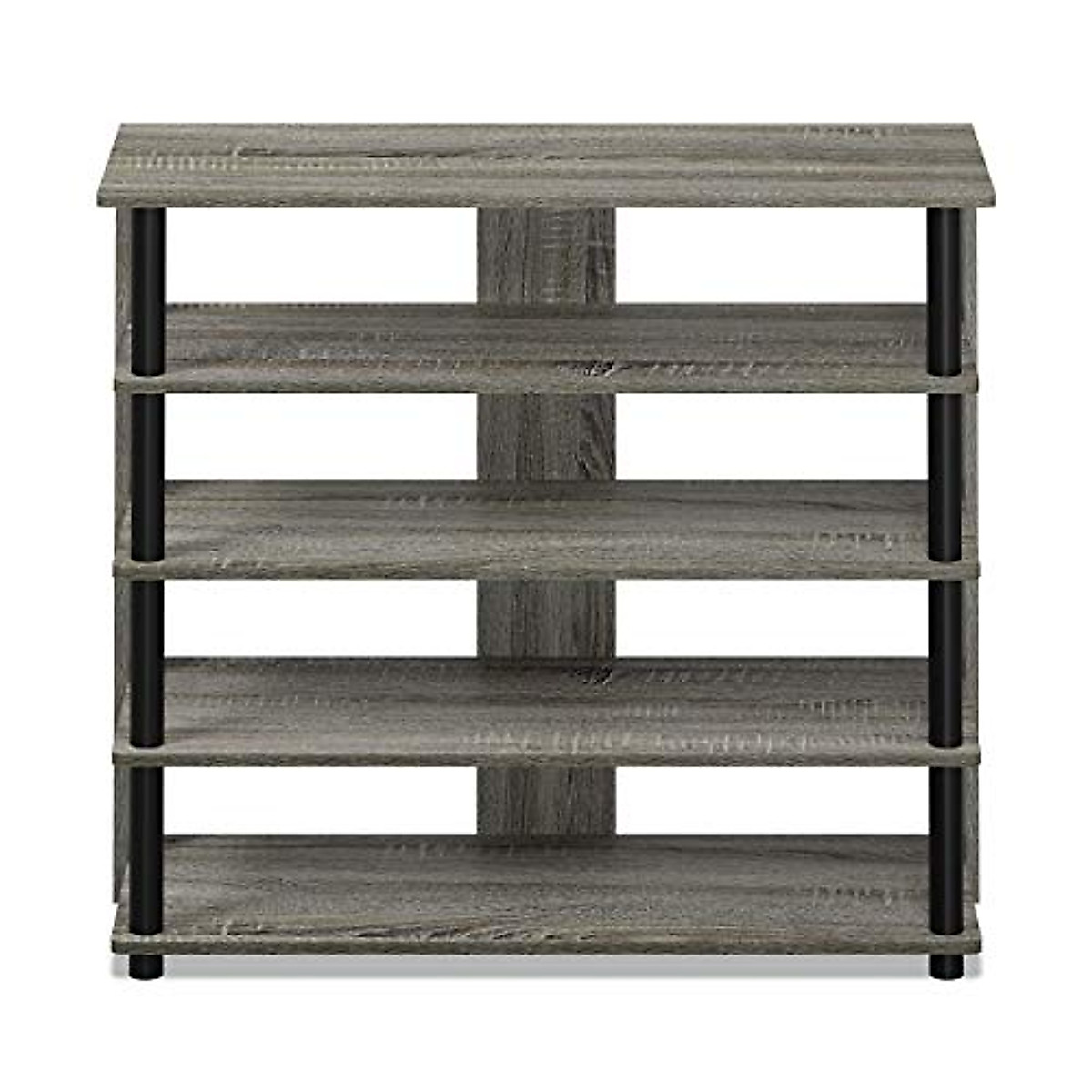 Furinno Turn-N-Tube 5 Tier Wide Shoe Rack, French Oak Grey/Black