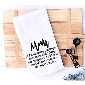 Funny Kitchen Towel for Mom - 100% Cotton Funny Definition of a Mom Hand Towel - 28x28 Inch Perfect for Chef Housewarming Christmas Mother's Day Birthday (Definition of a Mom)