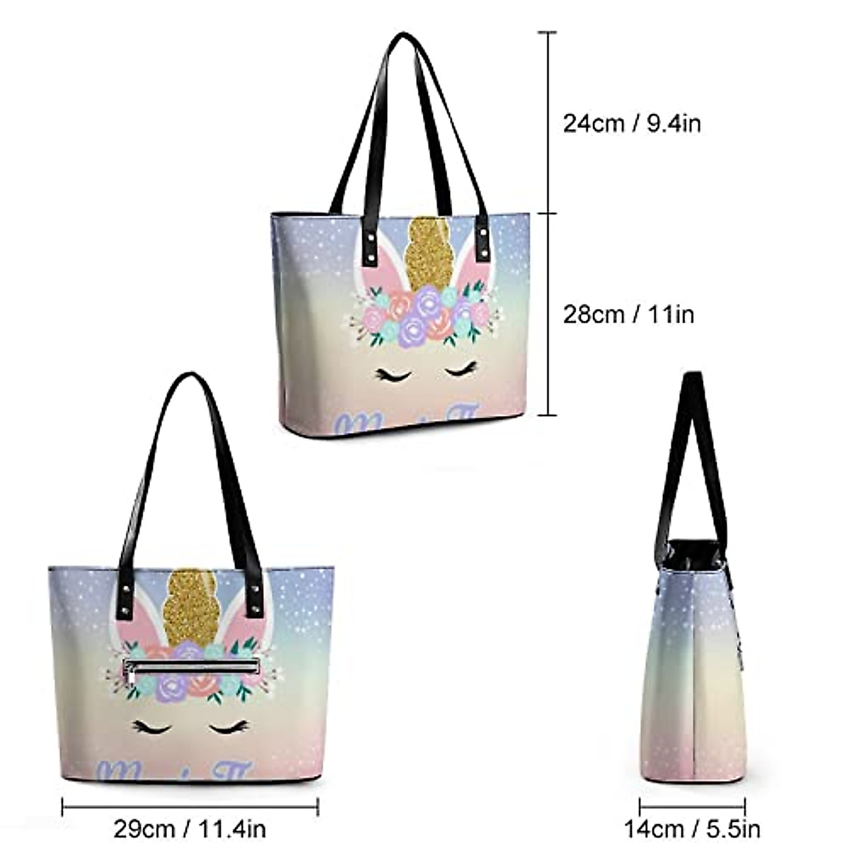 Womens Handbag Unicorns Leather Tote Bag Top Handle Satchel Bags For Lady