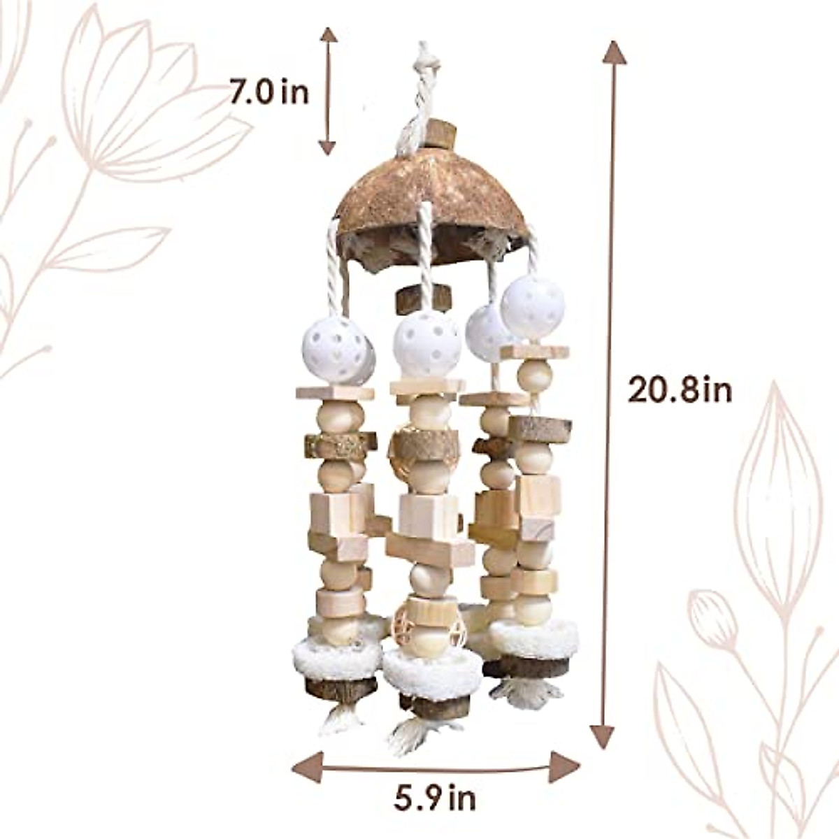 SIMENA Bird Chewing Toy for Parrots, Bird Toys for Cage, Parrot Toys Made of Natural Wooden Blocks, Bite Toy for African Grey Cockatoos Amazon Parrots Large and Medium Size Parrots (Plain)