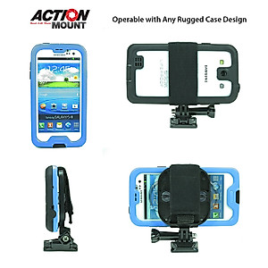 Action Mount Jaws Flex Clamp + Adjustable Goose Neck + Universal Mount Adapter for Smartphone, W/Base Clip & Screw. Use with a Phone, or Gopro Camera. Easy to Use!