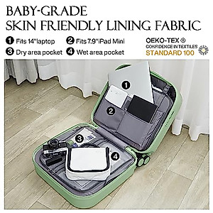 Carry on Luggage, Mixi Suitcase Spinner Wheels Luggage Hardshell Lightweight Rolling Suitcases PC with Cover & TSA Lock for Business Travel