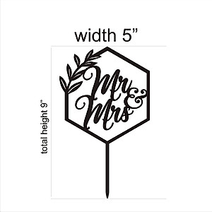 Happyplywood Wedding Cake Toppers Mr and Mrs Hexagon Cake Topper for wedding Bride and Groom Wooden party decorations Geometric Wood Wreath Rustic Boho Party Present for Couple (Unpainted)
