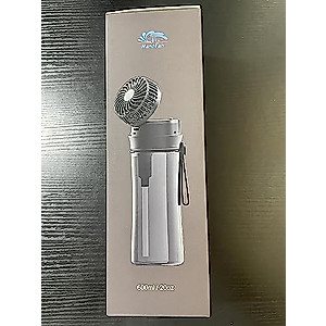 HandFan Bottle - 20 oz, 2 Lids (Straw Lids), Leak Proof - Fitness Water Bottles and Flasks with Cooling Handheld Fan for Men, Women and Children - Valentine's Day Gift for Men or Women - Blue