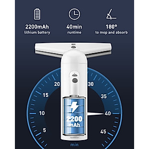 Window Vacuum Squeegee, Cordless Window Vacuum 3 in 1 Window Vac Window Vacuum Cleaning Tool with 260ml Water Tank for Glass Doors Shower Car Window Mirror