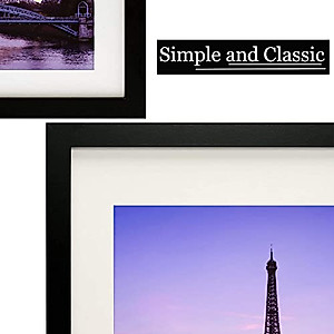 RUN HELIX A3 Frame 2 Pack Solid Wood Picture Frame, Display Pictures A4 with Mat or 11.7x16.5 Inch Without Mat, with High Definition Plexiglass, Horizontal and Vertical Formats for Wall