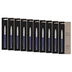 Parker Jotter Special Blue Retractable Ballpoint Pen, Black Ink (Tray of 10)