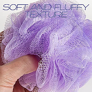 Nicole Miller Loofah Sponge Set | Exfoliating Bath & Shower Poufs Body Scrubber, 6 Pack, with Mesh Bag (Pastels)