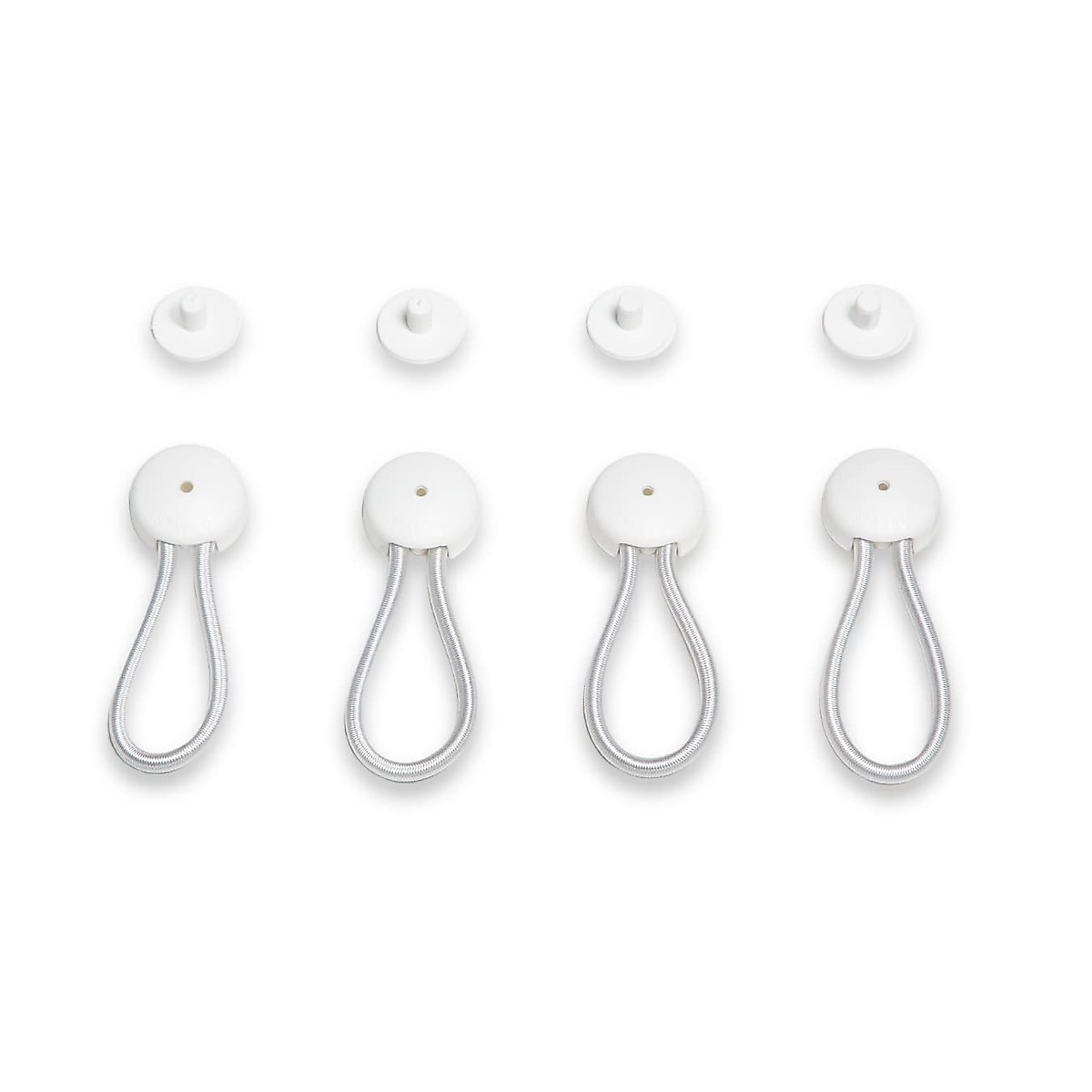 Stayput 5" White Shock Cord & Fastener, 10 Pack - Cord Length is 5" End to End w/Out Loop