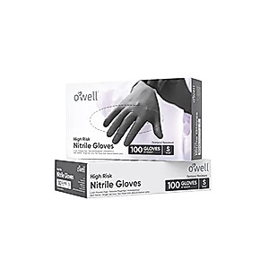 OWell Black Disposable Nitrile Gloves, 100 Ct | X-SMALL | Disposable Gloves Extra Small, 4mil, Disposable Latex Free Gloves, Powder Free Food Safe Gloves, Medical Exam Gloves (100 Count)