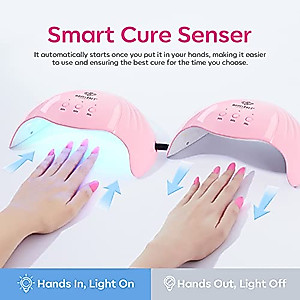 modelones Gel UV LED Nail Lamp with UV Gloves Kit, 48W Nail Dryer with 3 Timer Settings and Automatic Sensor for Cures All Nail Polish, Professional UPF99+ UV Protection Gloves for Nail Art Manicure