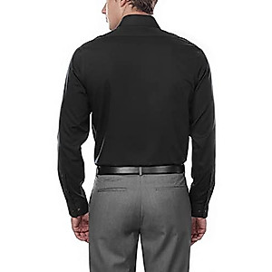 Calvin Klein Men's Dress Shirt Slim Fit Non Iron Herringbone, Black, 14.5" Neck 32"-33" Sleeve (Small)