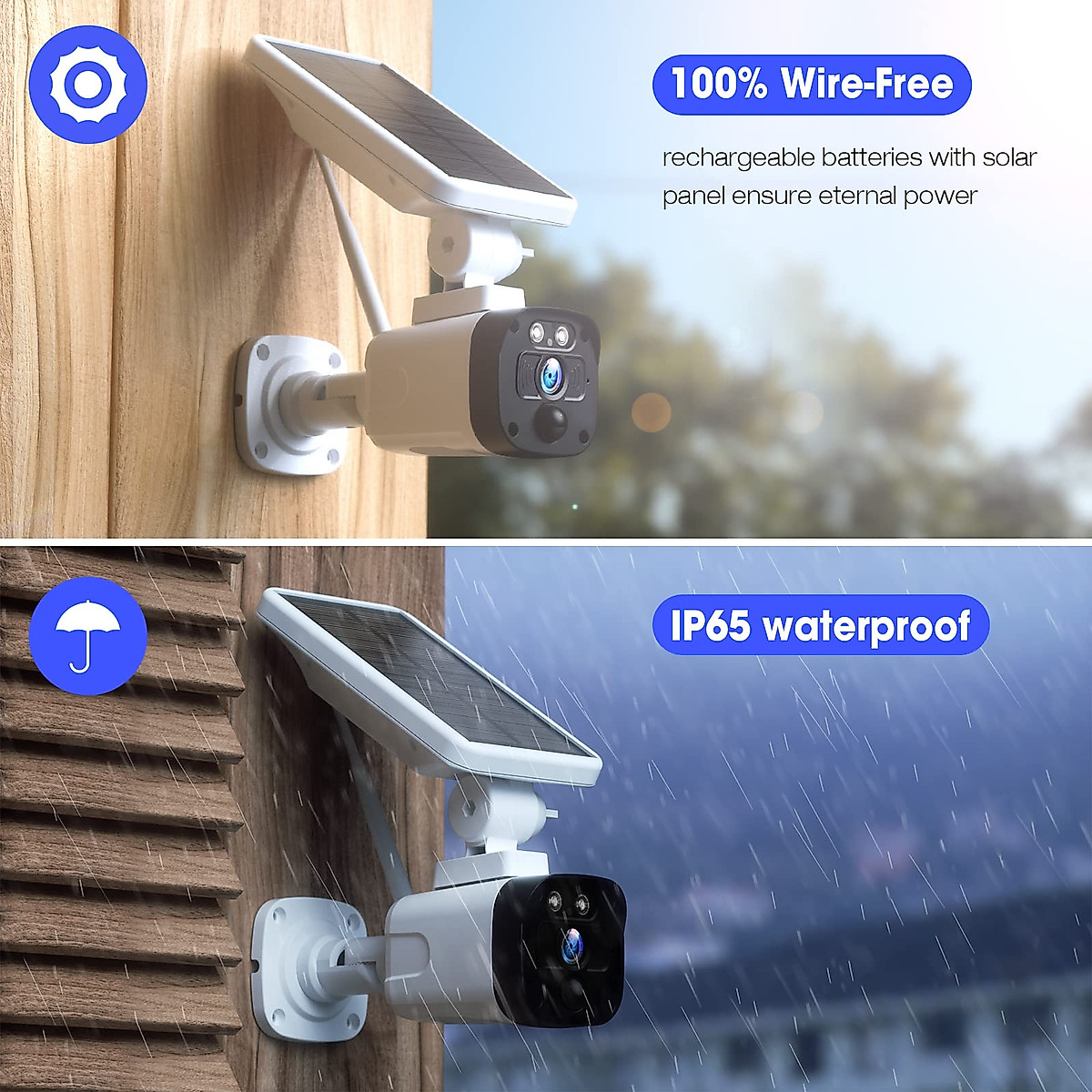 Topiacam Wireless Security Camera System Outdoor with Solar Powered for Home Includes Base Station and Cameras, 3MP Night Vision with 2-Way Audio (4 Solar Camera Set)