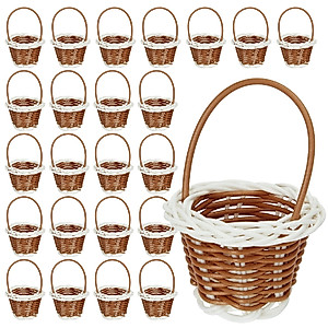 Juvale 24 Pack Mini Woven Baskets with Handles - Bulk Miniature Baskets for School Projects, Mini Wicker Baskets for Party Favors, Tiny Baskets for Crafts, Picnic - 2x3 inch